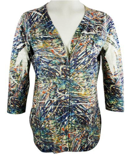 Cubism Jungle Sights Top Diagonal Edge Ruffle Print with Burn Outs ...