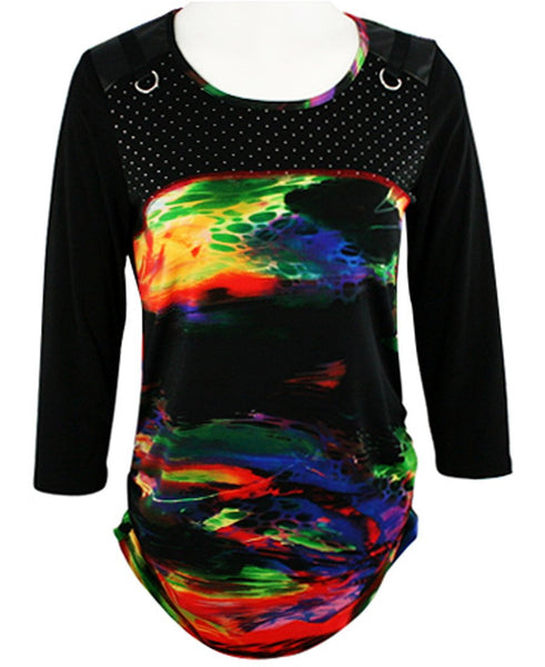 Zoe - Color Array, Long Sleeve Scoop Neck Hi Front Hem Lower Back Hem ...